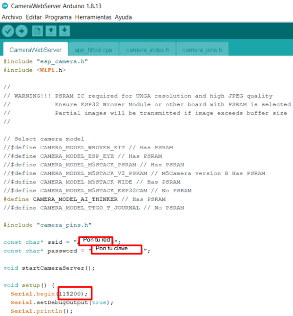 ESP32 CAM CONFIGURACIÓN PREVIA